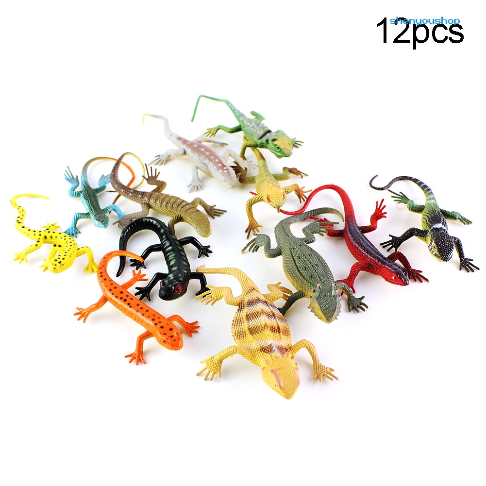 Shenyoushop 12Pcs Mini Simulation Lizard Gecko Animal Model Magic Trick ...
