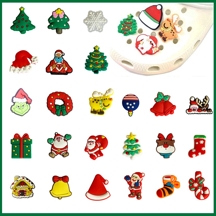 Shoe Decoration for Clog Pins Cartoon Santa Claus Snowman Snowflake ...