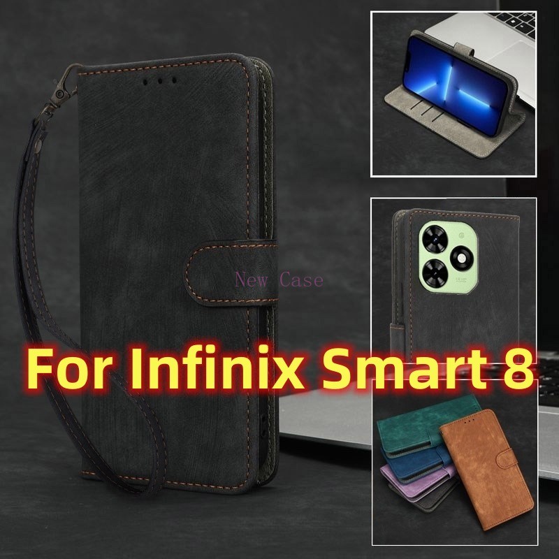 Casing For Infinix Smart 8 4G Smart8 2023 Flip Leather Phone Case ...