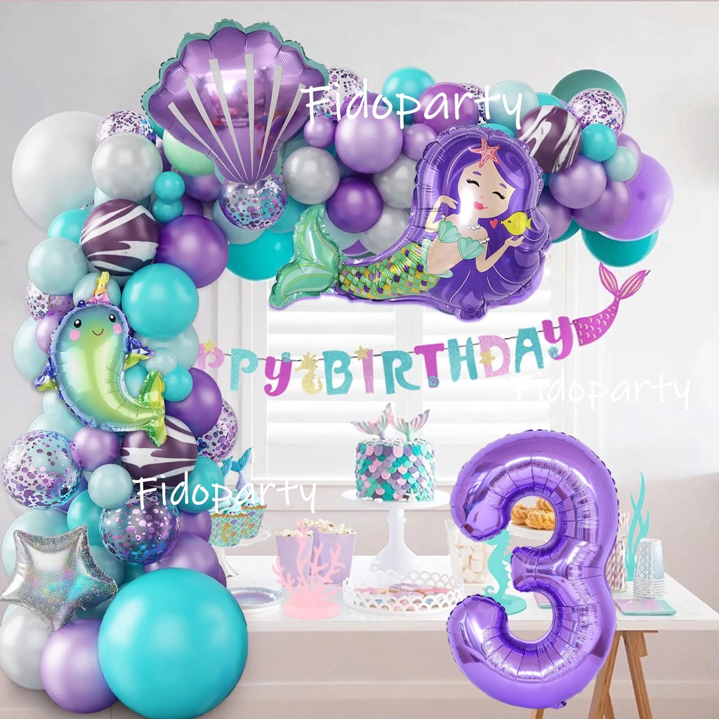 Mermaid Tail Garland Balloons Little Mermaid Theme Party Balloon Arch ...