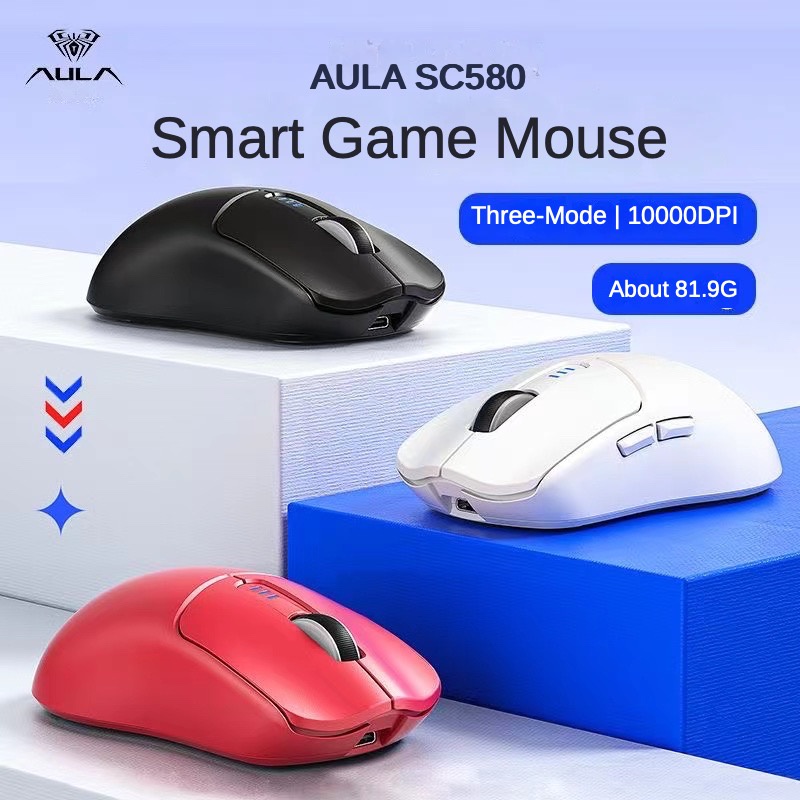 AULA SC580 Wireless light weight Mouse Bluetooth 2.4g Three-mode connection Wired Video Game for ...