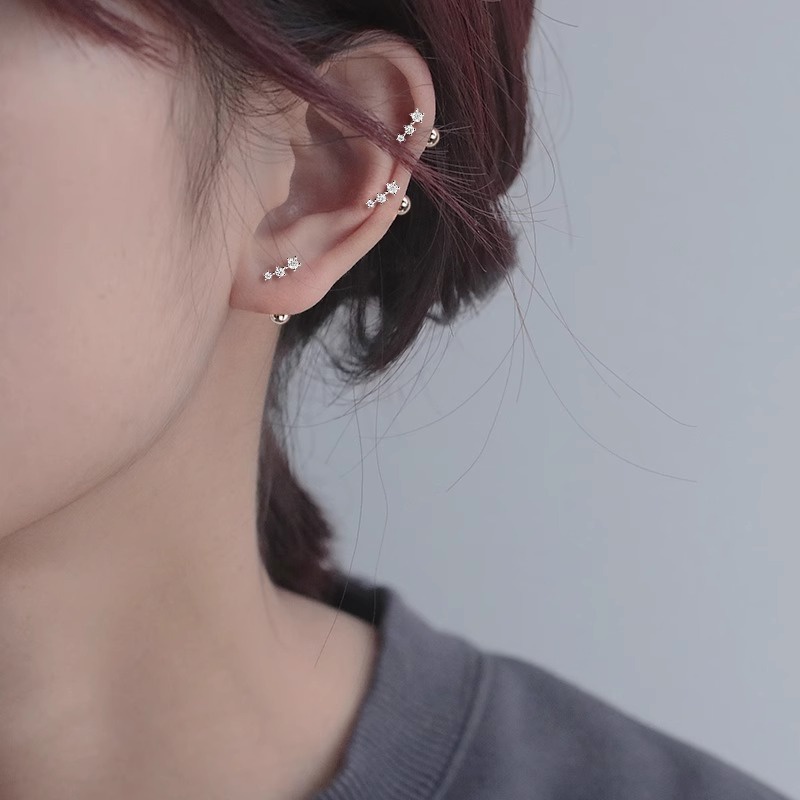 Roselife Gold/silver Threaded Ball Sparkling Rhinestone Star Stud ...