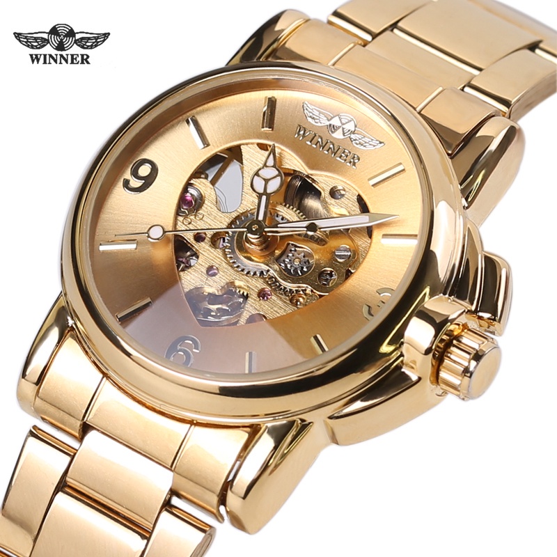 WINNER Skeleton Dial Luxury Automatic Mechanical Women Watch Retro ...