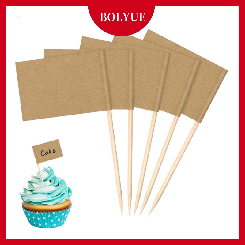 100PCS Blank Toothpick Flags Food Labels (3.5 * 2.5cm) Fruit Picks for ...