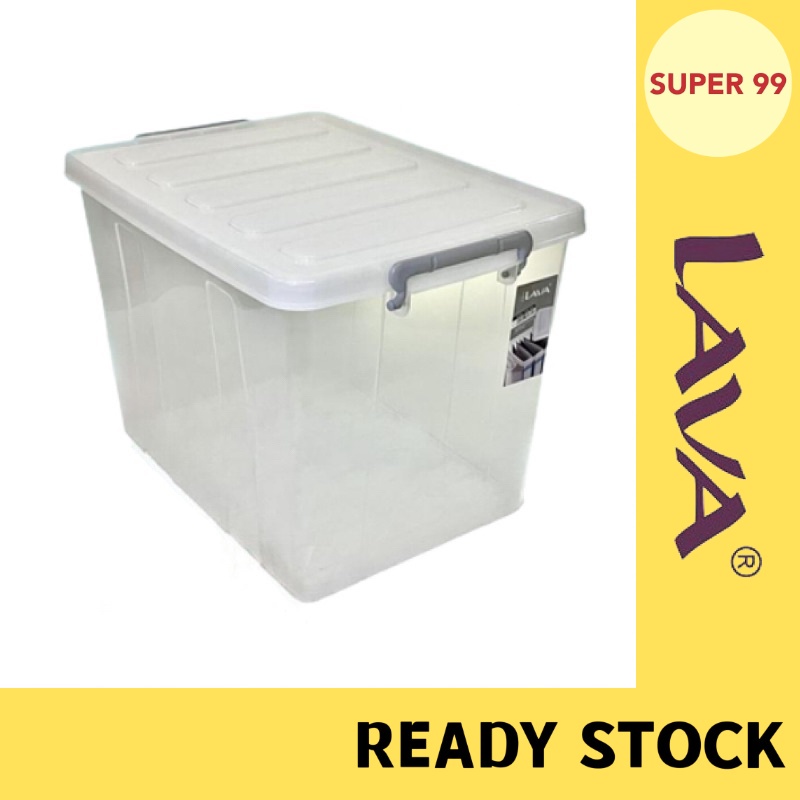 (56L) LAVA Big Clear Transparent Plastic Storage Container Box Toy Box ...