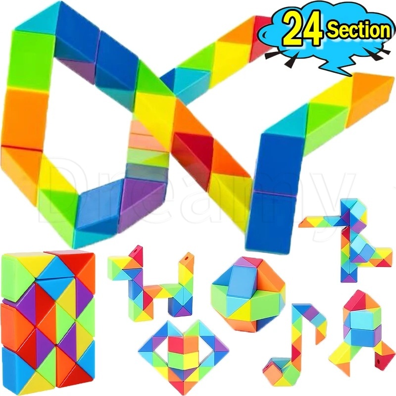 24 Segments Twisting Snake Cubes - Rainbow Magic Ruler - Children's ...
