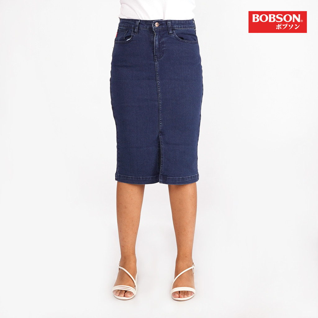 Bobson Japanese Ladies Basic Denim Skirt with front slit for Women ...
