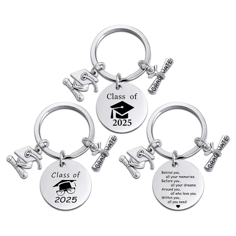 2025 Graduation Keychain Metal Stainless Steel Doctoral Cap Engraved ...