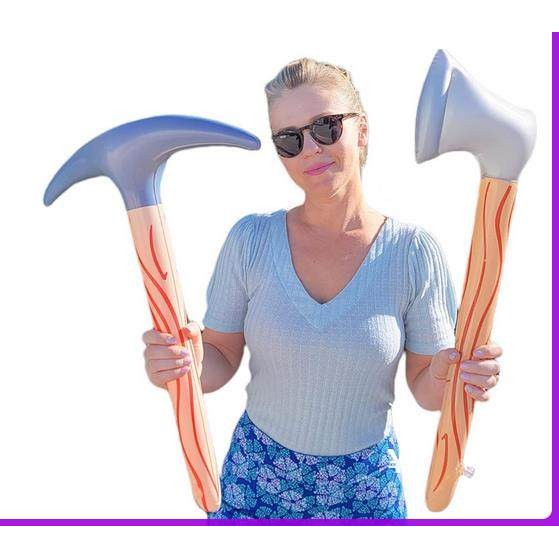 2PCS Inflatable Pickaxe Axe Toy Inflatable Costume Prop Game Birthday ...