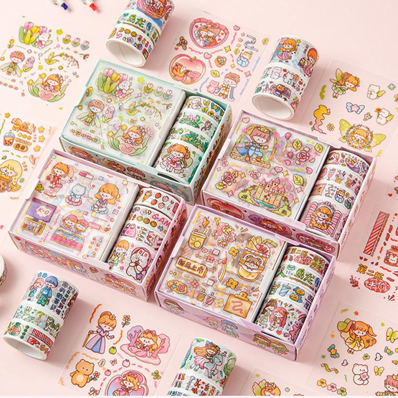 Washi Tape Sticker Set Cute Cartoon Sticker Gift Box Student DIY ...