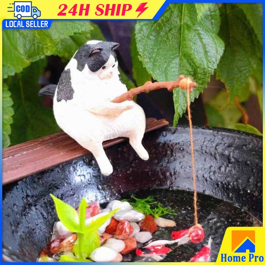 3CM Mini Cat Fishing Figurine Cat Figurine Capsule Toy Action Figure ...