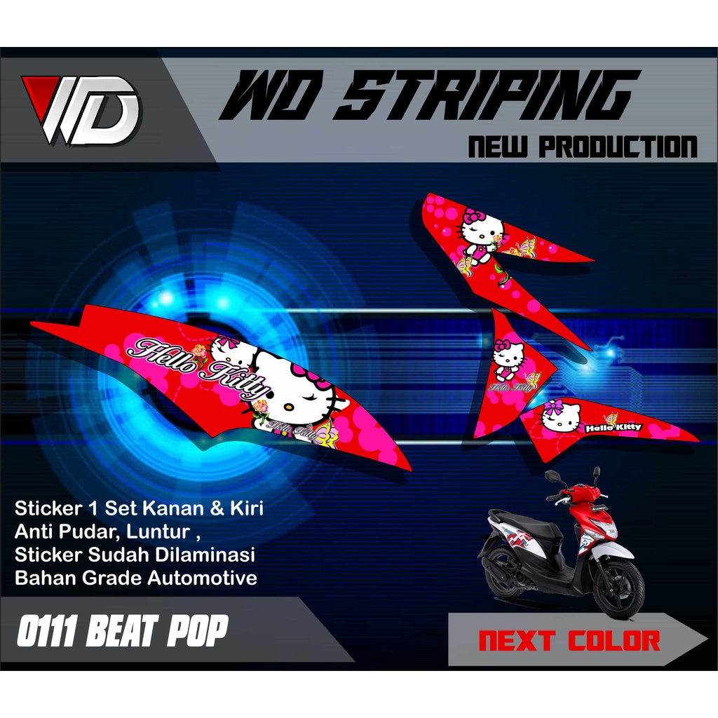 0111 honda beat pop list motorbike striping stickers with cute hello ...