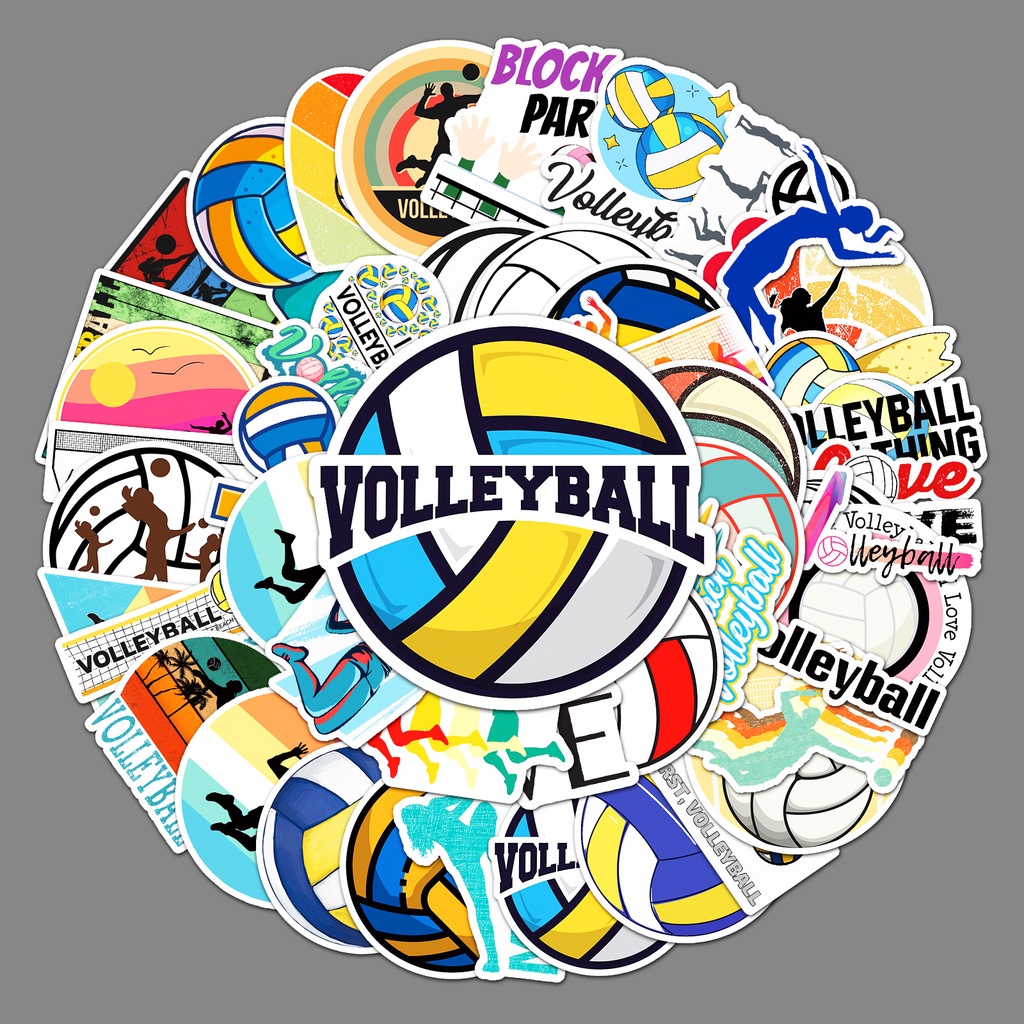 50 Sheets Volleyball Sports Graffiti Stickers Cartoon Waterproof ...