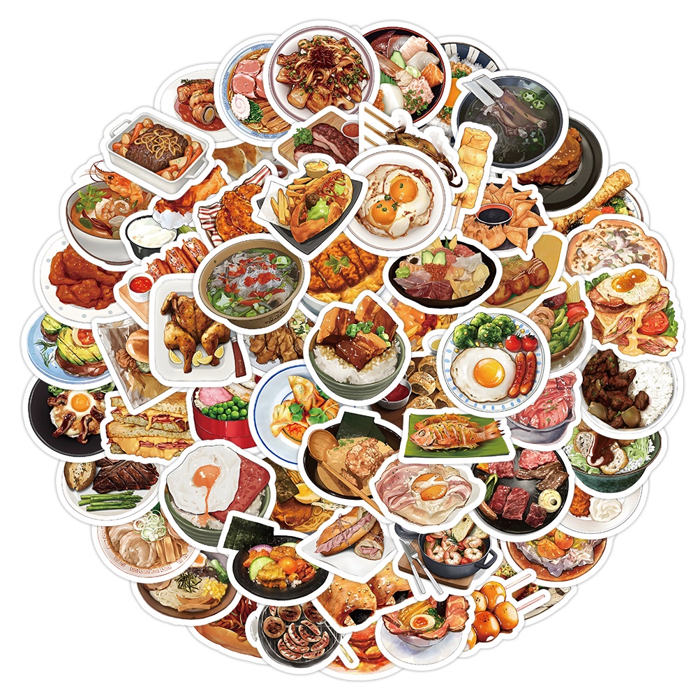 100PCS Delicious Realistic Food Dishes Graffiti Stickers For Helmet ...