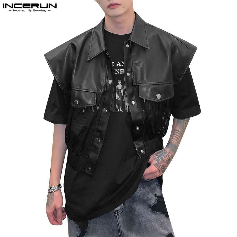 INCERUN Men's Perspective Striped Chiffon Short Vest | Shopee Philippines