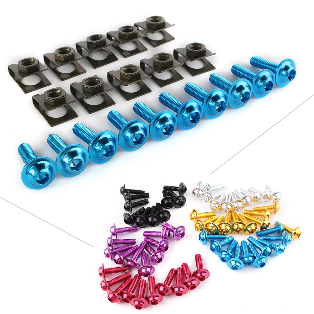 10pcs Motorcycle M6 Body Fairing Bolts Replacement Spire/Speed Clips ...