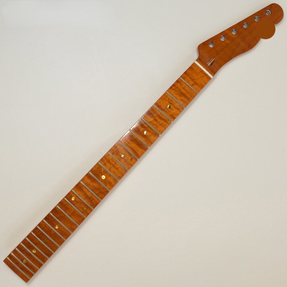 HS-22 Frets Tele Style Roasted Maple Guitar Neck High Gloss Tiger Flame ...