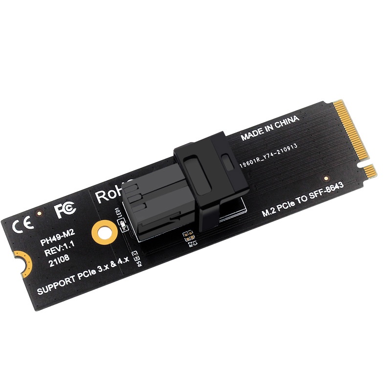 JMT M.2 M key PCI-E4.0 To SFF8643 SFF8639 Extended Riser Card for M2 ...