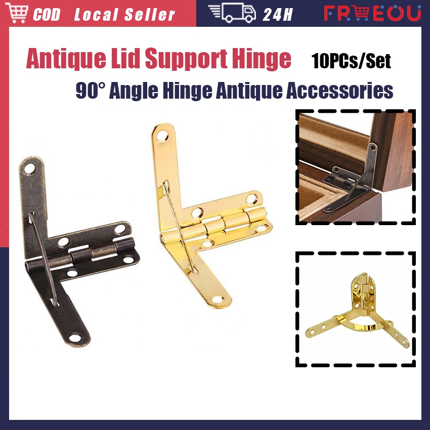 10PCs/Set Antique Lid Support Hinge Frame 90° Angle Jewelry Box Hinges ...