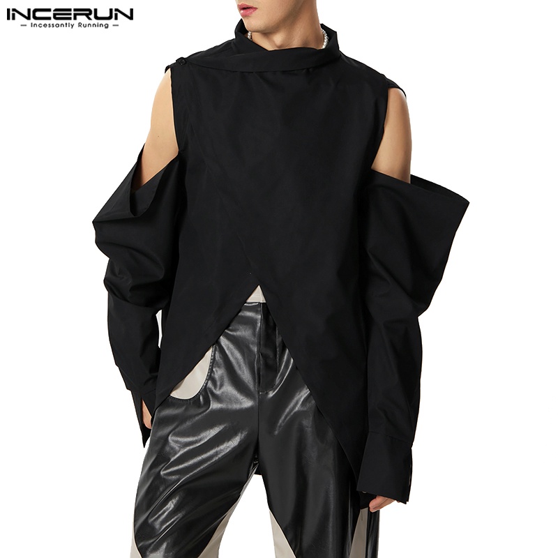 INCERUN Men Vintage Fashion Cross Design Shoulder Scoop Long Sleeve ...