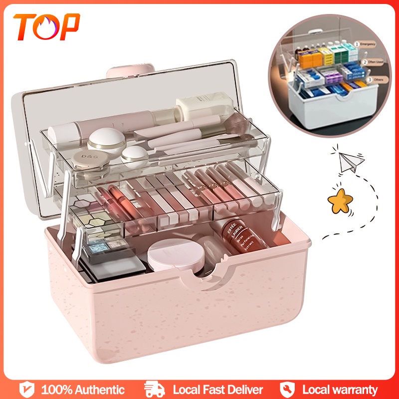 3 Layer Large Capacity Cosmetic Storage Box Desktop Multifunctional ...