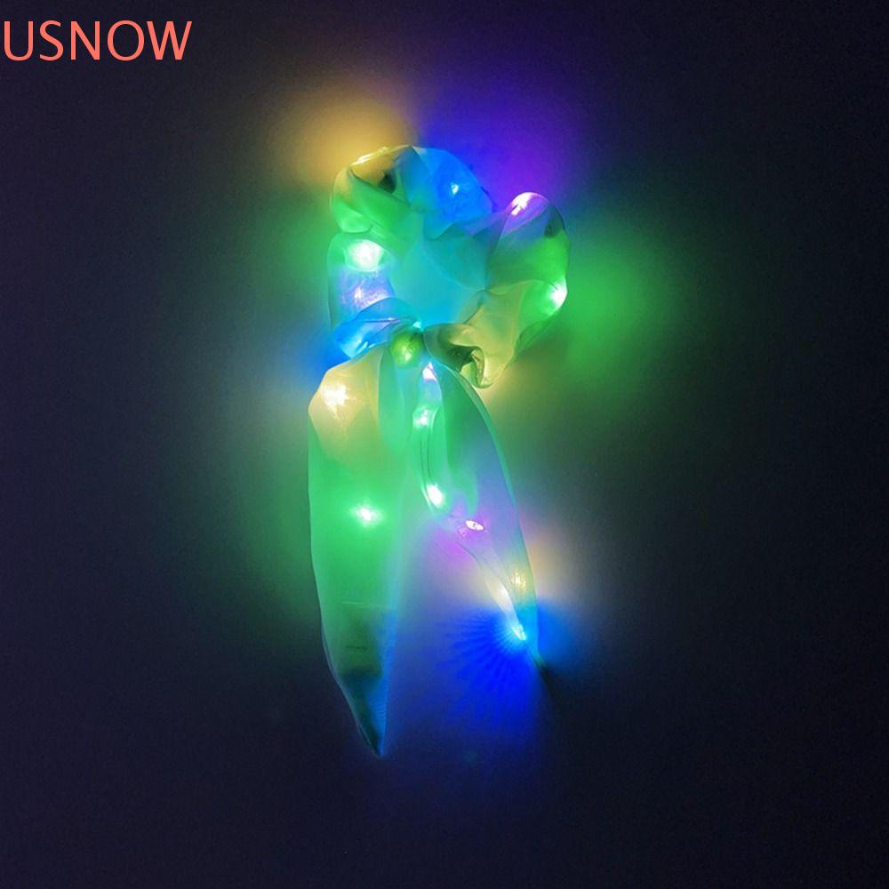 USNOW Luminous Hair Bands Scrunchies, LED Bow Light Up Rubber Band ...