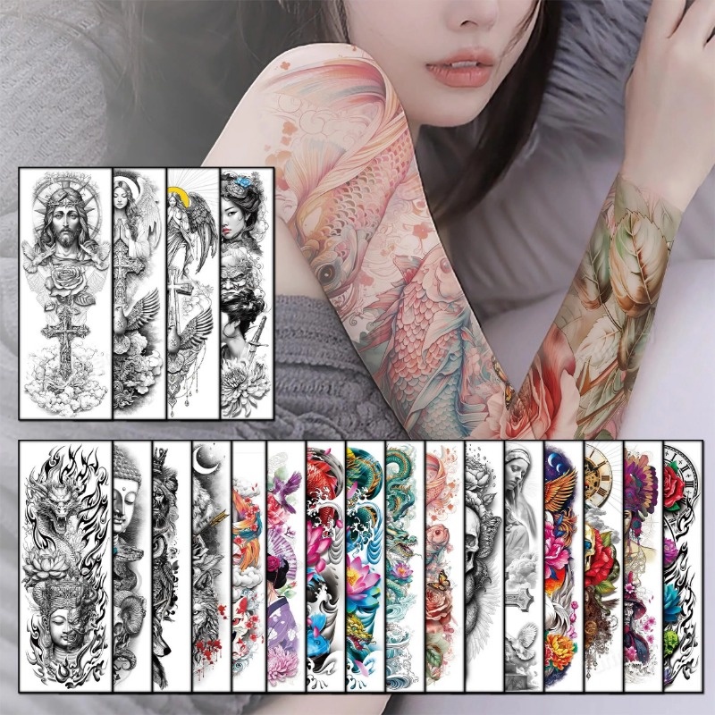 Large Full Arm Waterproof Temporary Tattoo Sticker Full Arm Sleeve Half ...