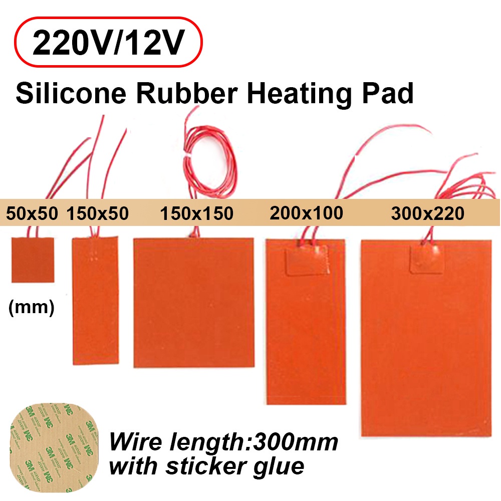 Silicone Rubber Heating Pad Flat Heater Band Square Heated Pad 12V 220V ...