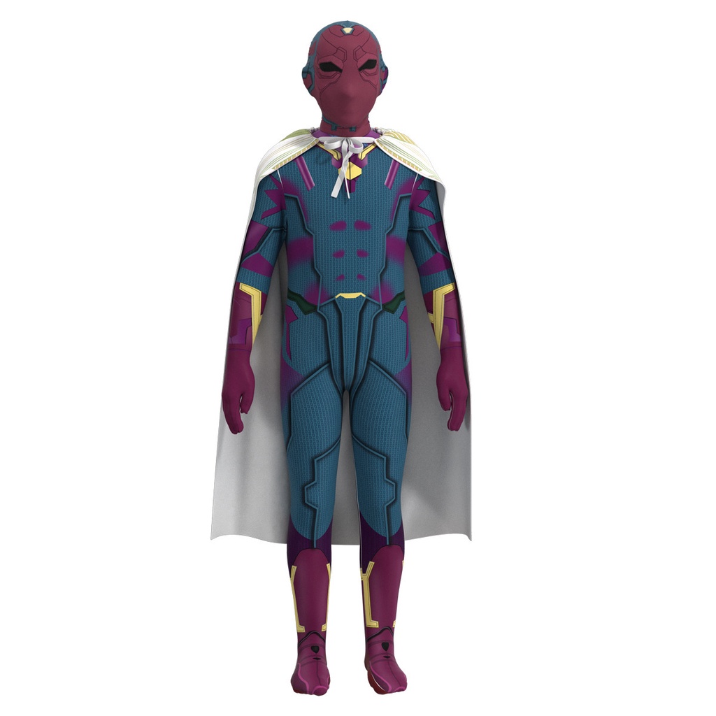New Halloween Costume Marvel Heroes Avengers Vision Bodysuit Superhero ...