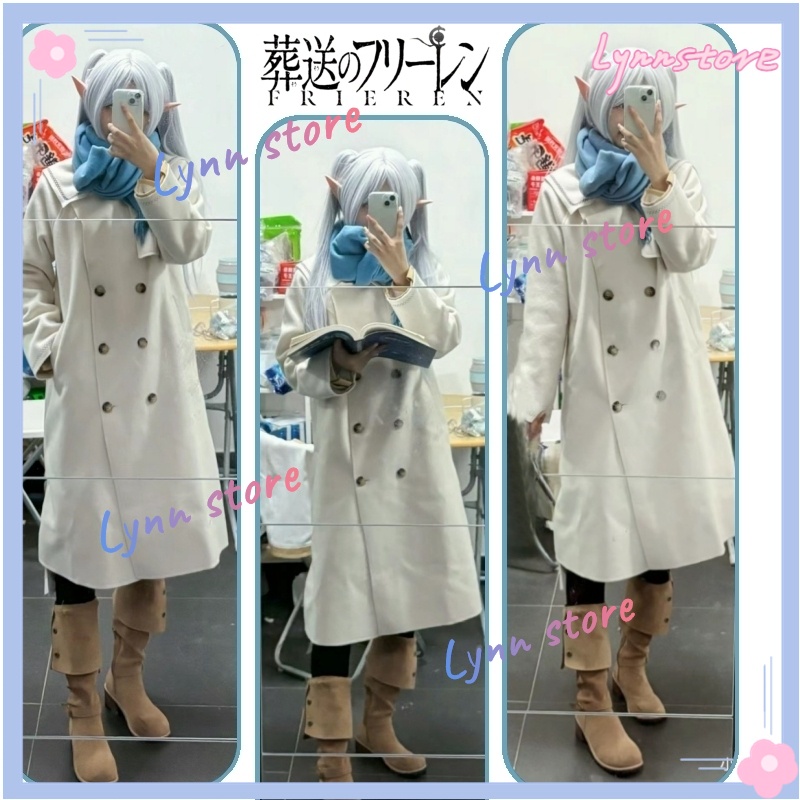 FRIEREN AT THE FUNERAL Cosplay Costume FRIEREN White Winter Dress Wig ...