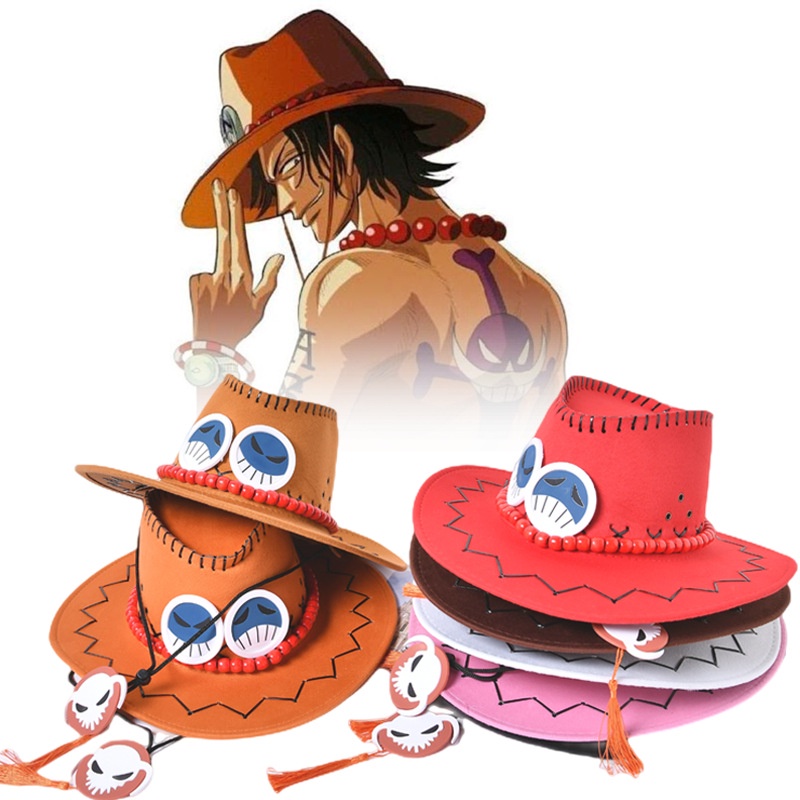 One Piece Cap Ace Hats Cosplay Cowboy Cap Men Women Fashion Pirates ...