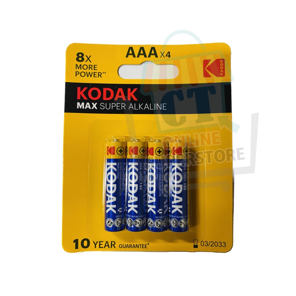 Kodak Max Super Alkaline Double AAA Battery (Pack of 4) | Shopee ...