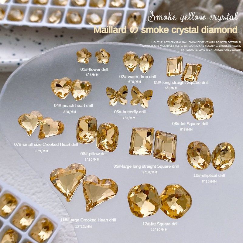 Maillard Color Smoky Citrine Pointed Nail Art Diamond Jewelry / Plum ...