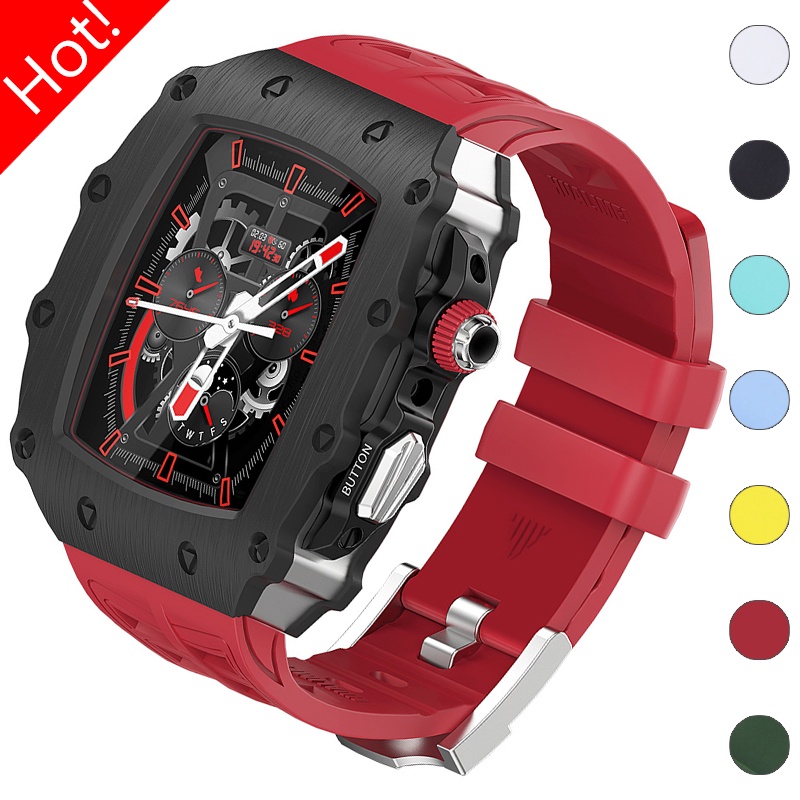 Luxury Mod Kit Metal Bezel Frame Fluor Rubber Strap Band and Case ...