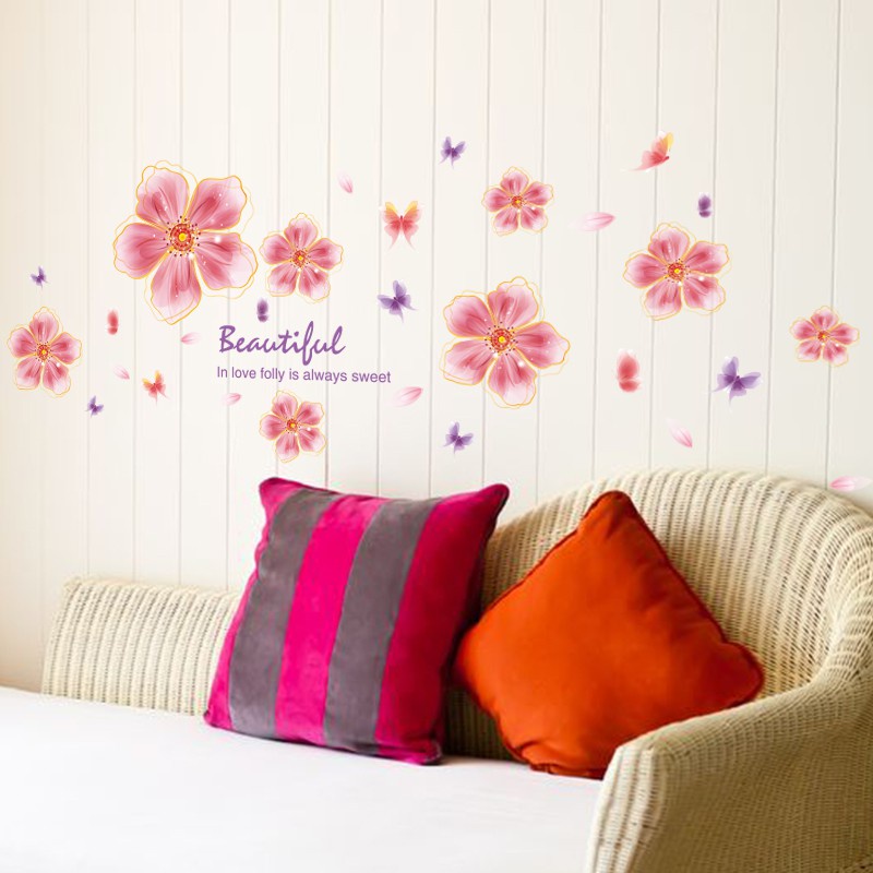 ♞Lady M Sweet Flowers Wall Sticker Decals Home Wall DIY Decors Self ...