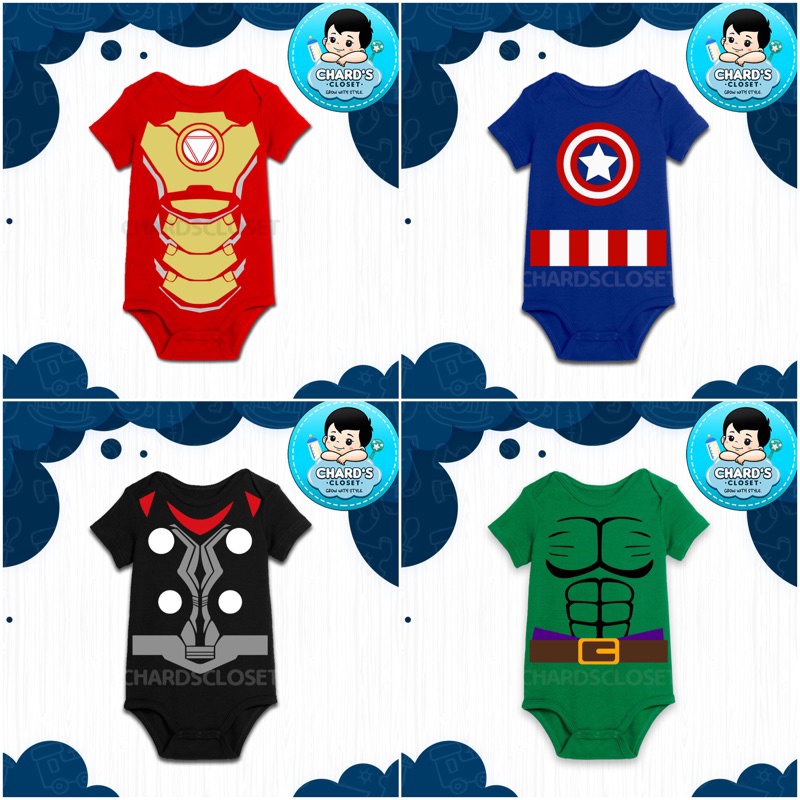 MARVEL HEROES Outfit Print on Baby Onesie (Iron Man, Captain America ...