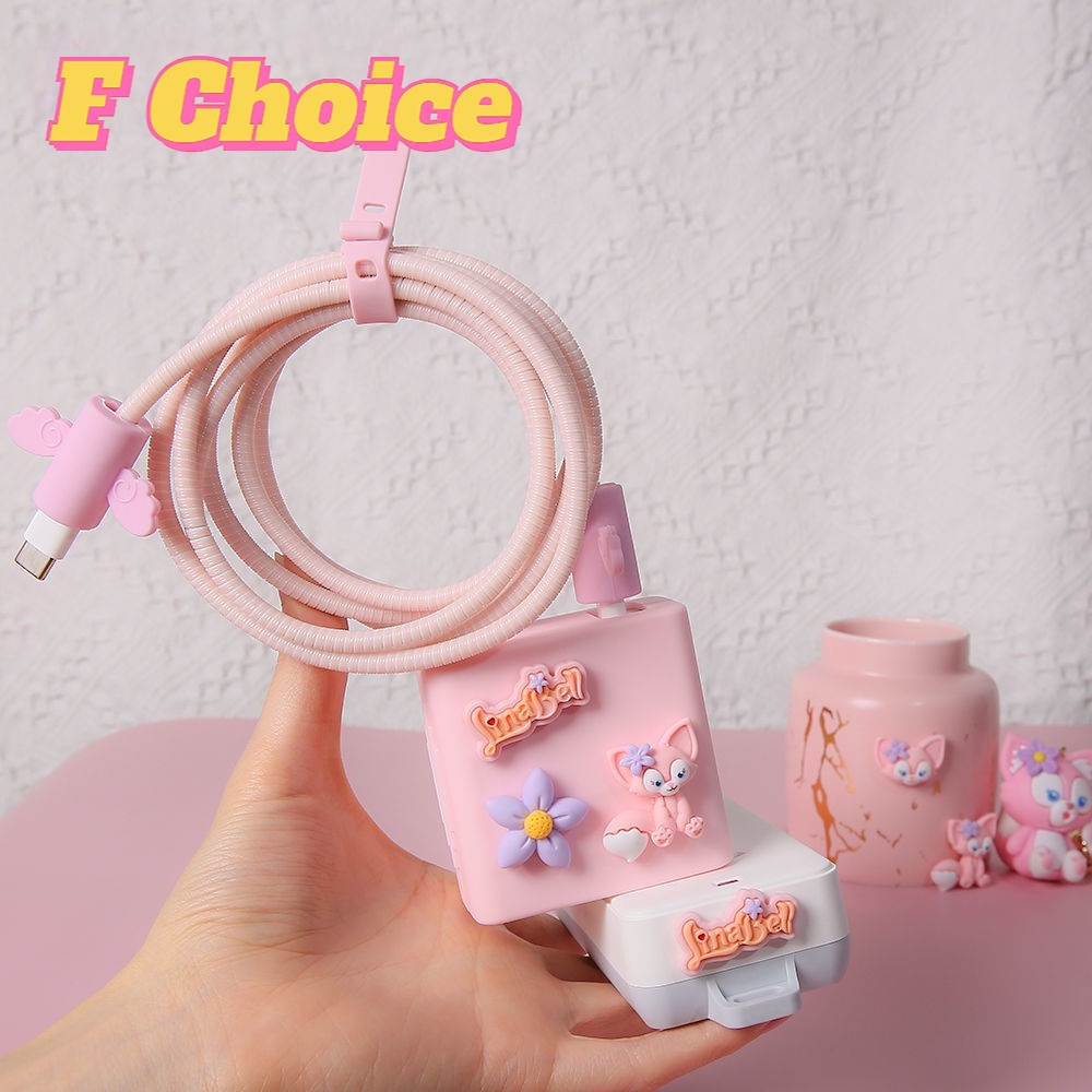 Pink Soft Silicone Charger Protector Cover Cute Cartoon Charger Case ...
