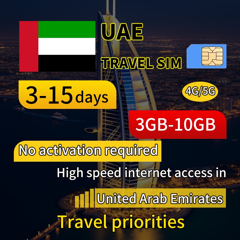UAE Travel SIM card(6-60GB 3-30 day 4G Unlimited data) travel data SIM ...