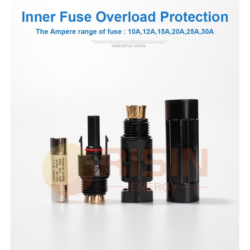 Solar Fuse Connector 30A 1000V DC Inline Fuse Use MC4 Compatible For ...