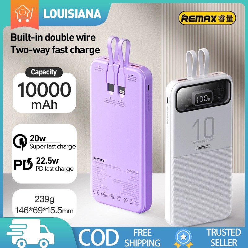 Remax Power Bank 10000mah PD20W Portable Fast Charging 20W+22.5W Built ...