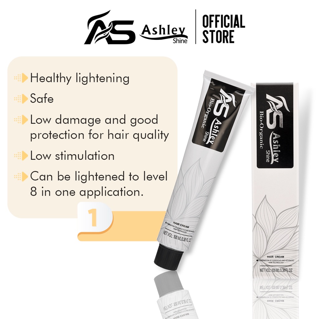 Ashley Shine Bio-Organic Hair Color Intense Ash Light Dyed Cream Milk ...