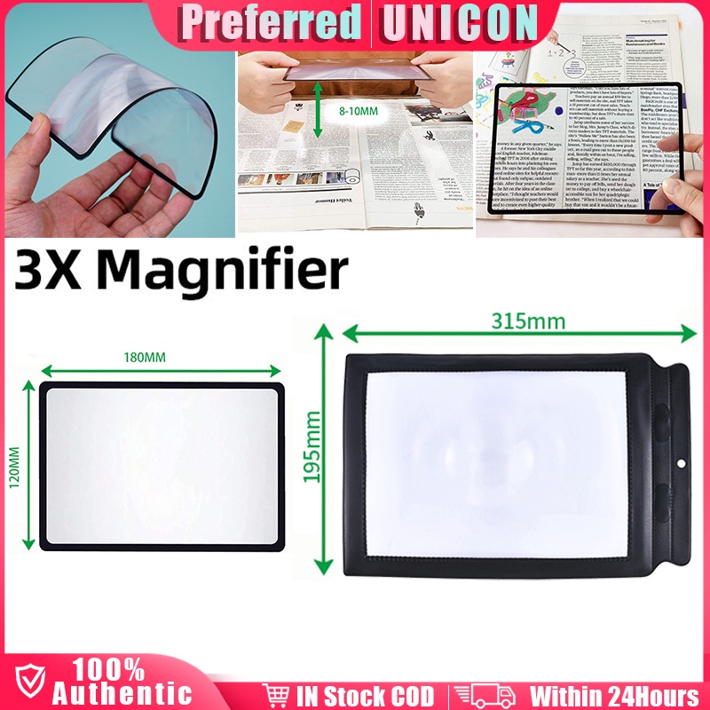 A5/A4 Flat PVC Magnifier Multifunctional Sheet X3 Book Page Magnifying ...