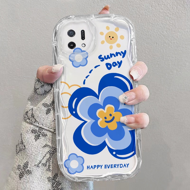 OPPO A16K clear phone CASE softcase High sense Wavy CAT flower ...