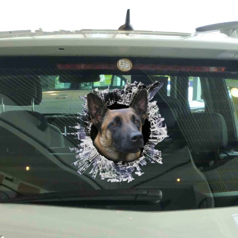13cm*12.2cm 1 Pcs 3D Belgian Malinois Decal Glas Dogs Slag Reflective ...