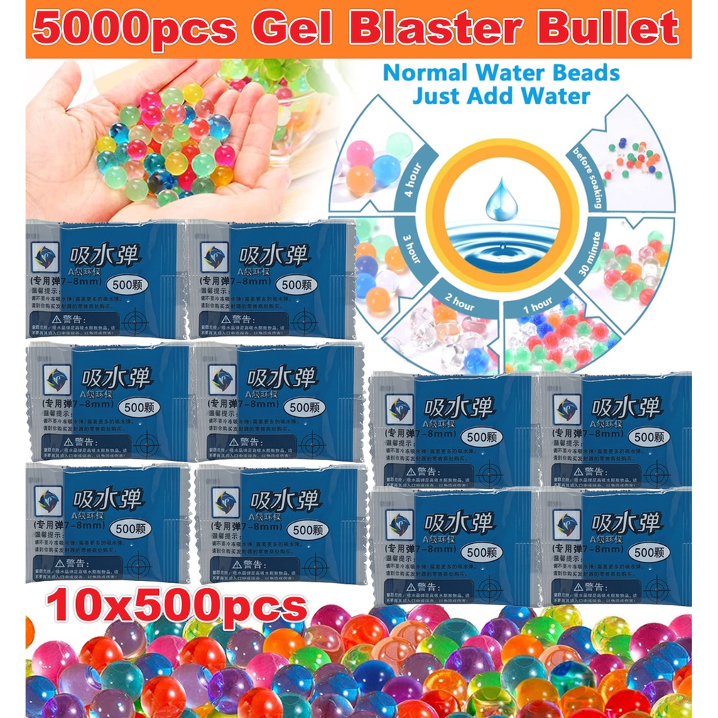 5000pcs 7-8 mm Water Blaster Vase Filler Beads DIY Balls Water Based ...