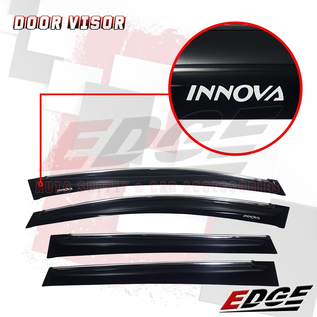 Door Visor w/ Logo - Toyota INNOVA ZENIX 2023 - Black // vent window ...