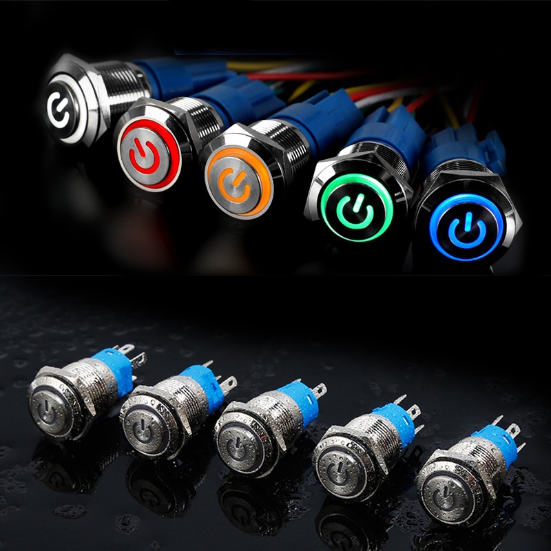 Self-locking Metal Button, 12mm Self-Lock Power Switch, LED Power Image ...