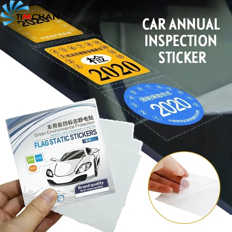 3Pcs Car Annual Inspection Insurance Labels Auxiliary Static Decals ...