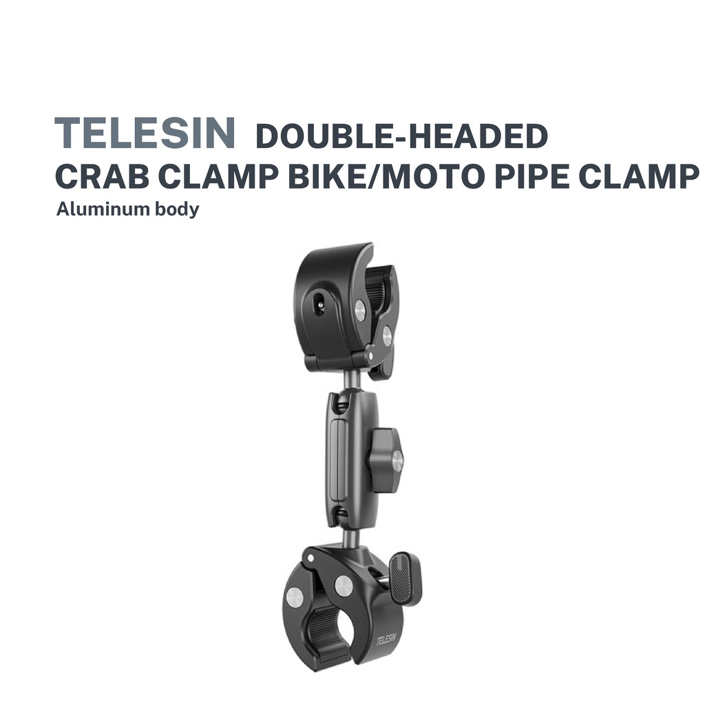 Telesin Double Crab Claw Pipe Clamp Mount (Aluminum Body) | Shopee ...