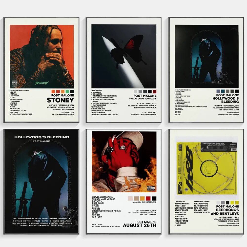Post Malone Twelve Toothache Bleeding Hip Hop Music Album Cover Poster ...